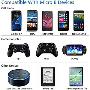 Android Charging Cable, 15Ft Charger Cable for PS4 Xbox One Controller, Durable Micro USB Cord Fast Charging Sync Wire for Samsung Galaxy S7 Edge S6 S5,LG,Moto G5,Black