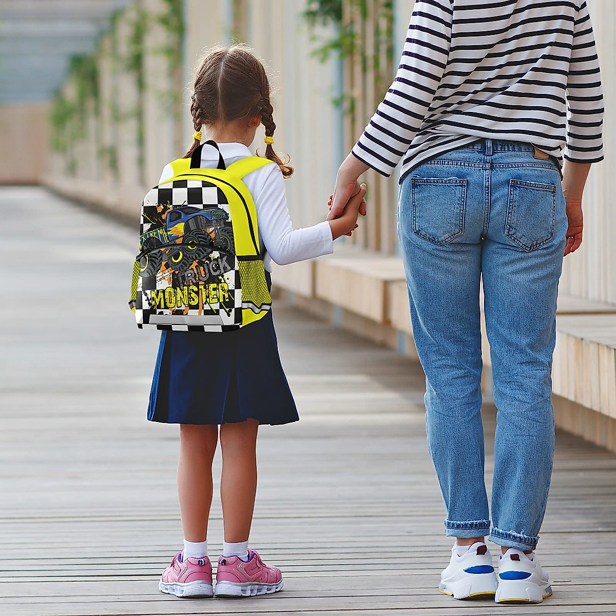 Kids Backpack,Monster Truck Lightweight Preschool Backpack for Toddlers Boys Girls with Chest clip One Size