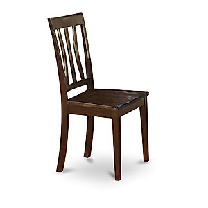 East West Furniture Antique 5 Piece Dinette Set for 4 Includes a Round Kitchen Table with Pedestal and 4 Dining Chairs, 36x36 Inch, Cappuccino