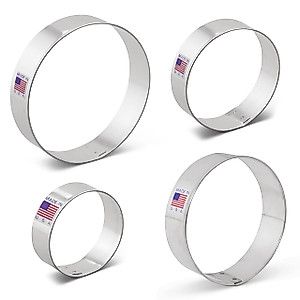 Circle Round Biscuit Cookie Cutters 4-Pc. Set Made in the USA by Ann Clark, 2.5", 3", 3.5", 4"