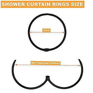 30Pcs Shower Curtain Rings Rustproof Shower Curtain Hooks for Bathroom Decorative Metal Round Shower Ring Hooks for Shower Rods Curtains (Black)