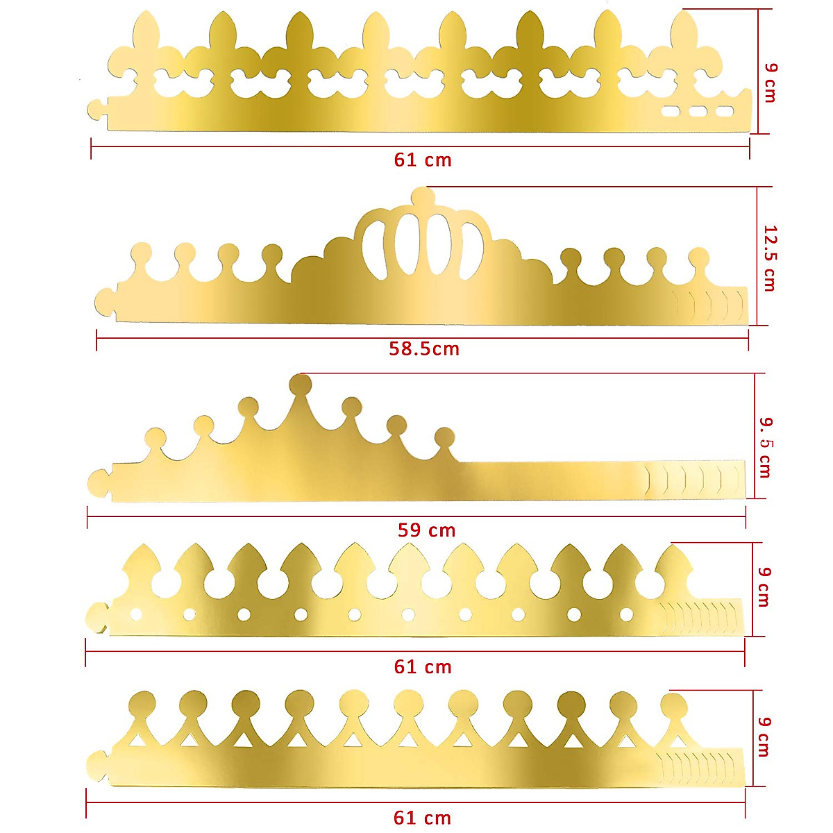 SIQUK Gold Paper Crowns, 25 Pieces Party King Crown Paper Hats for Party, Bridal Shower, Wedding, Graduation, Birthday, 59-61cm, Gold