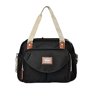 BEABA Geneva Diaper Bag, Multifunction Baby Diaper Bag, Includes Removable Strap for Stroller, Changing Pad, and Insulated Pouch, (Black)