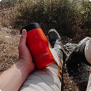 BOBBER 12 oz Leak-Proof Coffee Tumbler for Cold & Hot Drinks – 100% Spill-Proof, Vacuum Insulated, Dishwasher Safe Coffee Thermos – Stainless Steel, BPA-Free Tumbler with Screw On Lid (Red)