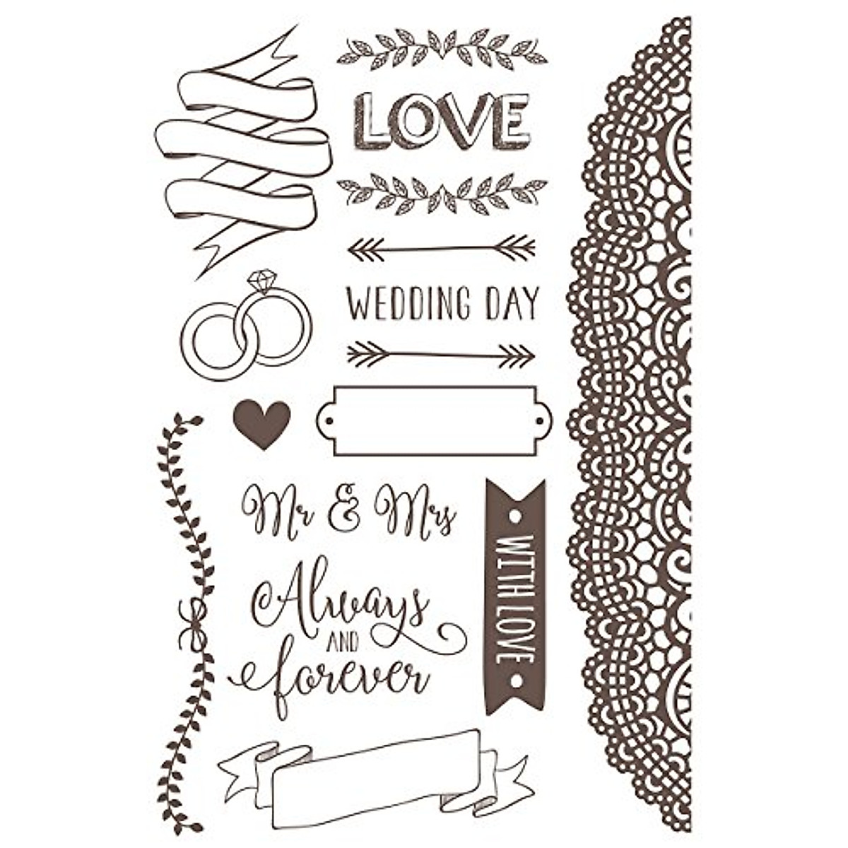 Sara's Signature Rustic Wedding Rub On Transfers, Multicolor