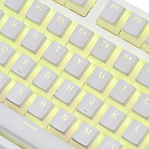 Happy Balls White Pudding Keycaps Backlit PBT Doubleshot Cherry MX Keyset OEM Profile for 61/87 TKL/104/108 MX Switches Mechanical Keyboard(White Pudding)
