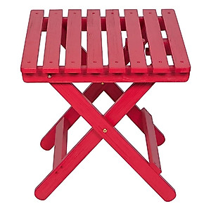Classic Design Adirondack Square Folding Patio Table with Slated Top & Genuine Cedar Wood Construction | Chili Red Color Weatherproof Finish Best for Indoor Outdoor Use | Water & Rust Resistant
