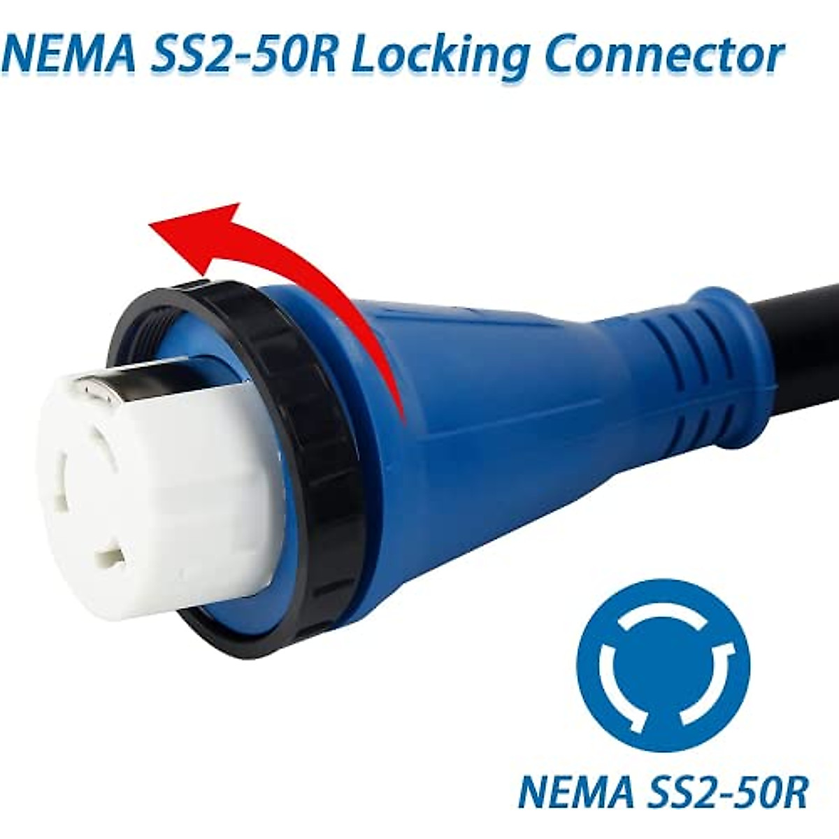 VOGREX 25FT 50 Amp Generator Cord and Power Inlet Box, NEMA 14-50P to SS2-50R Extension Cord 25 FT with NEMA SS2-50P Generator Inlet, ETL Listed, Weatherproof