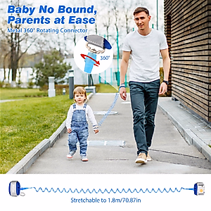 Zooawa Toddler Leash, Toddler Kids Harness Anti Lost Wrist Link with Magnetic Lock, Reflective Safety Baby Child Walking Wristband Leash for 2,3,4 Years Old Boys Girls, Blue