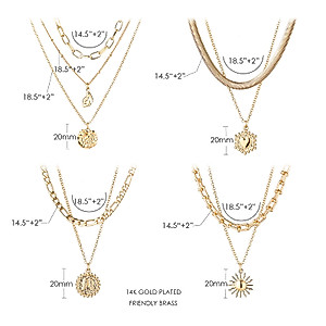 wgoud 9PCS Dainty Gold Multi Layered Pendant Choker Necklaces for Women, 14K Gold Plated Paperclip Chain Necklace Simple Cute Cross Heart Butterfly Pendant Necklace for Women. (StyleD Gold)