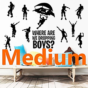 Game Sticker Creative Vinyl Wall Decal Art Poster for Kids Children Bedroom Playroom Gamer Video for Boys Decor-Where are We Dropping Boys(Middle)