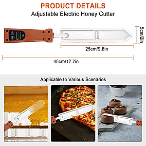 JIAWANSHUN Stainless Steel Electric Honey Cutter, 110V Adjustable Electric Honey Uncapping Knife with Temperature Control(50-180℃/122-356 ℉), for Wax Honey Extractor Knife, Digital Display