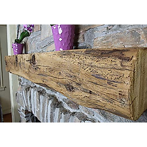 Modern Timber Craft Fireplace Mantel Shelf - Hand Hewn Wood Barn Beam - Authentic Reclaimed Wooden Rustic Shelving 48 Inches