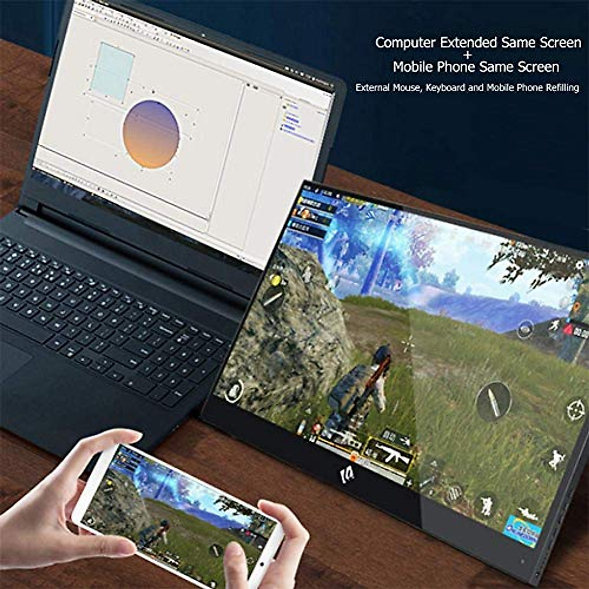 EVER LUSTRE 13.3 Inch Portable Monitor for Laptop PC,Portable Gaming Monitor for PS3 PS4 Xbox Switch with HDMI USB C (Monitor)