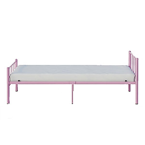 Rack Furniture Austin Twin Size Bed Frame, Steel Modern Design Bed for Kids with Reliable Support for Children's Bedroom, No Box Spring Req'd (Pink)
