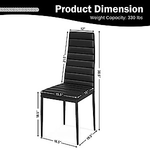 Giantex Set of 6 Dining Chairs, High Back Dining Room Chairs w/Steel Frame, Easy for Cleaning, PU Leather Chairs for Home Kitchen Furniture, Kitchen Chairs, Black