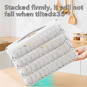 Ahathyw 4-Layer Frozen Dumpling Storage with Lids & Timing, Flat Stacks Food Container Icing Cookies Wonton Donuts Box Organizer For Fridge, Keeping Fresh