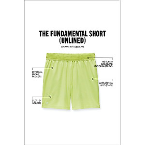 Fabletics Men's The Fundamental Short, Workout, Running, Training, Gym, Yoga, Ultra Lightweight, Athletic, 7" Inseam, M, Faded Lime