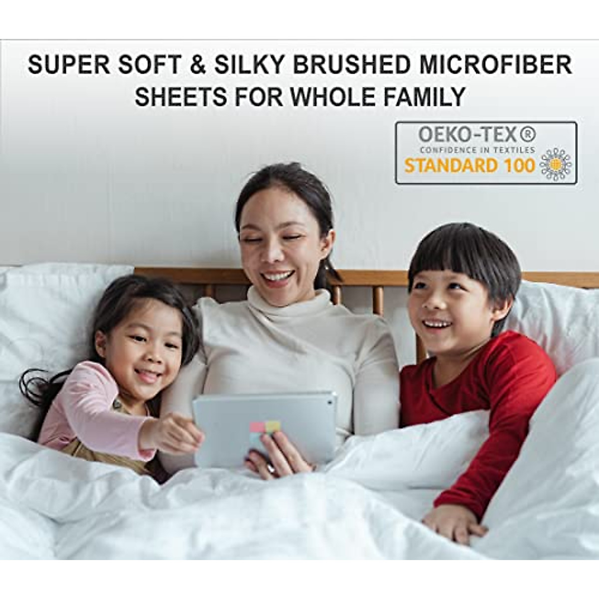 RUVANTI Full Size Sheets Set, Brushed Microfiber Sheets 4 Pieces (1 Fitted Sheet, 1 Flat Sheet, 2 Pillowcases), with 15-inch Deep Pockets, Lightweight & Compfy Premium Hotel Bedding, Sky Blue