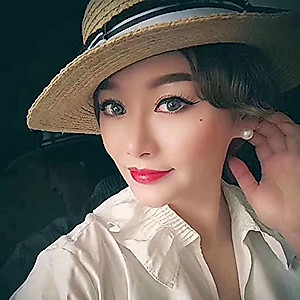 EFTKOY Pearl Earrings 18K Gold Plated Sterling Silver Big Round Studs White Simulated Shell Large Pearl Earrings for Women - 12mm