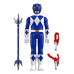 Super7 Mighty Morphin Power Rangers Blue Ranger - 3.75" Power Rangers Action Figure with Accessories Classic TV Show Collectibles and Retro Toys