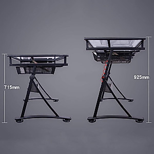 EESHHA Drawing Table Drafting Table with Storage, Height Adjustable Tiltable Art Desk, Glass Panel Drawing Desk, for Work Study Painting Craft Table