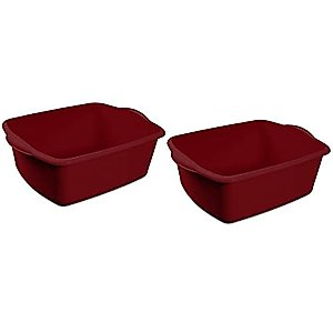 Sterlite 12 Quart Dishpan Basin, Multi-purpose, 15 3/4" x 12 1/2" x 6", Red (2)