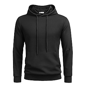 COOFANDY Men's Gym Sweatshirt Long Sleeve Fashion Workout Athletic Hoodies Lightweight Hooded T Shirt Black