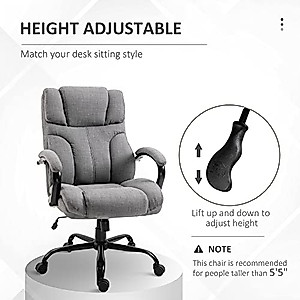 Vinsetto 500lbs Big and Tall Office Chair with Wide Seat, Ergonomic Executive Computer Chair with Adjustable Height, Swivel Wheels and Linen Finish, Light Grey
