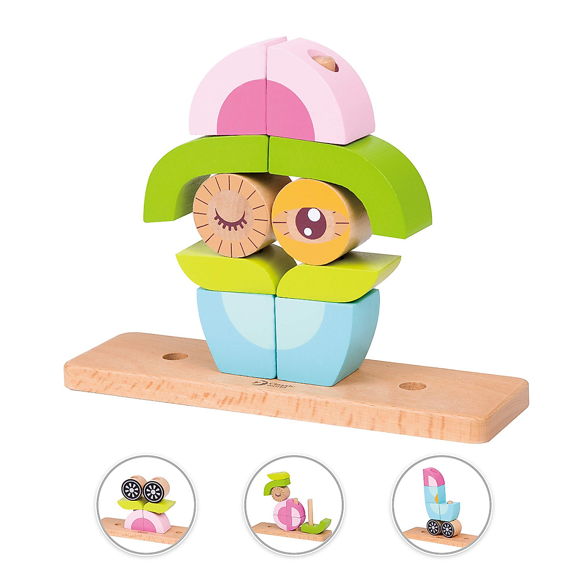 Classic World Wooden Toddler Montessori Toys Block Puzzle, Sorting and Stacking Puzzles for Babies and Toddlers, Peg Puzzle Stacker