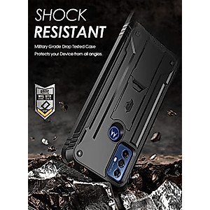 Poetic Revolution Series Case for Motorola Moto G Play (2023), Full-Body Rugged Dual-Layer Shockproof Protective Cover with Kickstand and Built-in-Screen Protector, Black