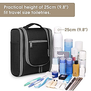 Narwey Small Hanging Travel Toiletry Bag Cosmetic Make up Organizer for Women and Men (Medium, Black)