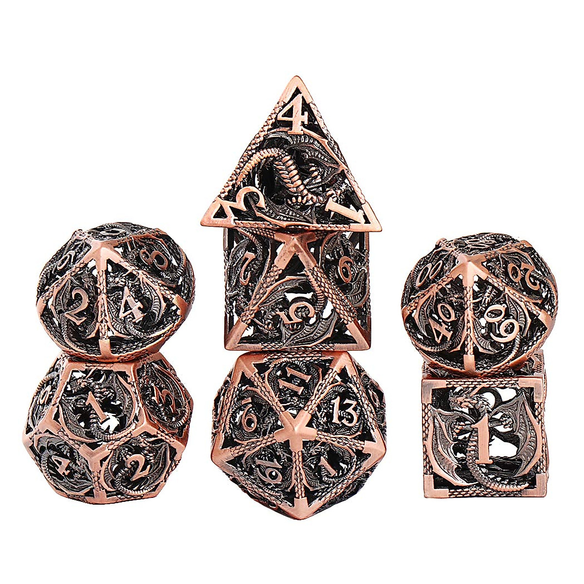 Hollow Metal dice DND Dragon Pattern for DND Games RPG Explorer Barbarian World and Table Games DND Dungeons & Dragons RPG