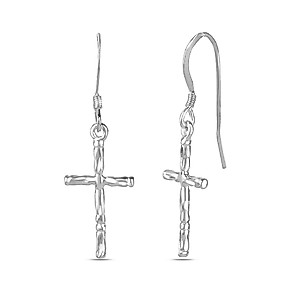 LeCalla 925 Sterling Silver Women's Drop & Dangle Earrings Lightweight Cross Dangle Drop Earring Religious Gift for Women - 35mm