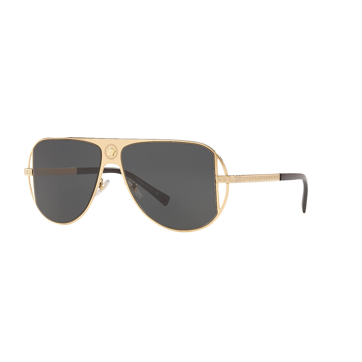 Versace Man Sunglasses Gold Frame, Brown Mirror Gold Lenses, 57MM