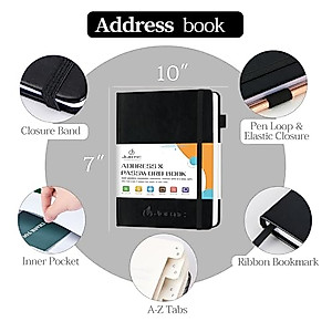 JUBTIC Address book with Alphabetical Tabs, Hardcover Password Keeper and Telephone Book Address Organizer Record Contacts, Internet Login Address Log book Journal Notebook for Home or Office-Black