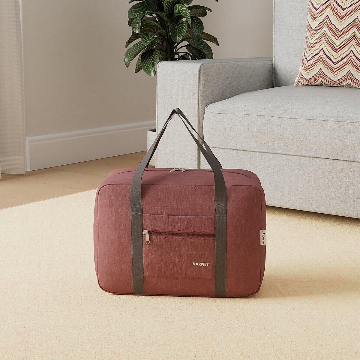 For Spirit Airlines Personal Item Bag 18x14x8 Foldable Travel Duffel Bag Tote Carry on Luggage Duffle Weekender Overnight for Women and Men (1112 Thick Series Jujube Red)