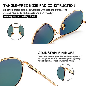 SUNGAIT Women’s Lightweight Oversized Aviator Sunglasses - Mirrored Polarized Lens (2022 Light-Gold Frame/Pink Mirrored Lens, 60) 1603JKF