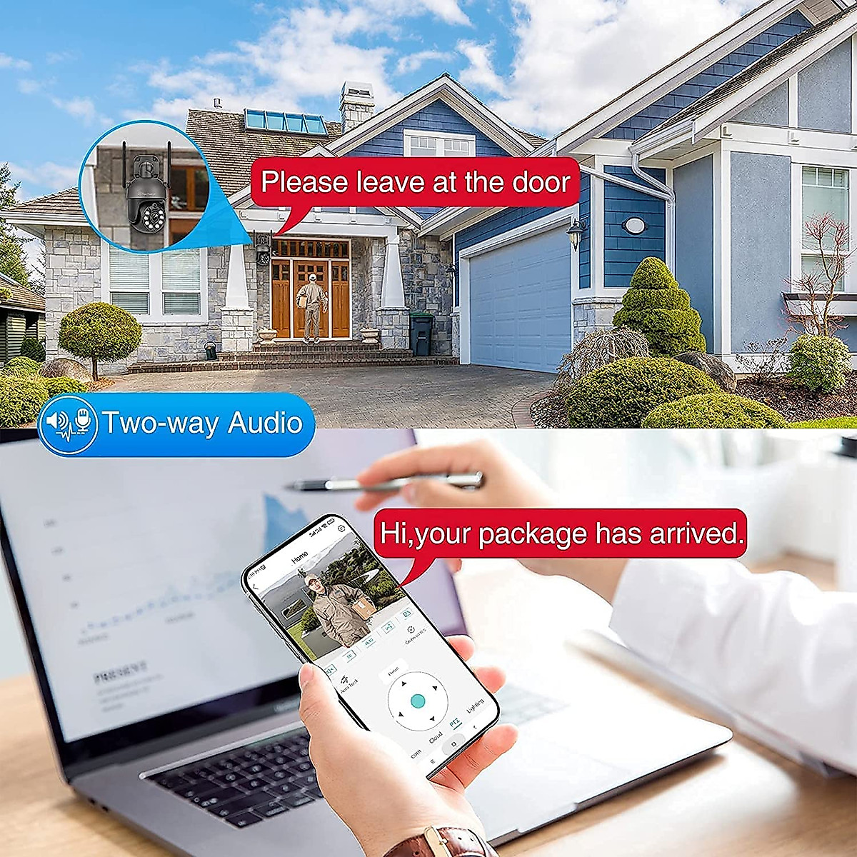 Techage PT815G, Plug-in, Pan Tilt Security Camera Outdoor, Auto Tracking, 3MP, 360° View, WiFi, 2 Way Audio, Color Night Vision with Floodlights, IP66 Waterproof, SD Card/Cloud Storage, Grey