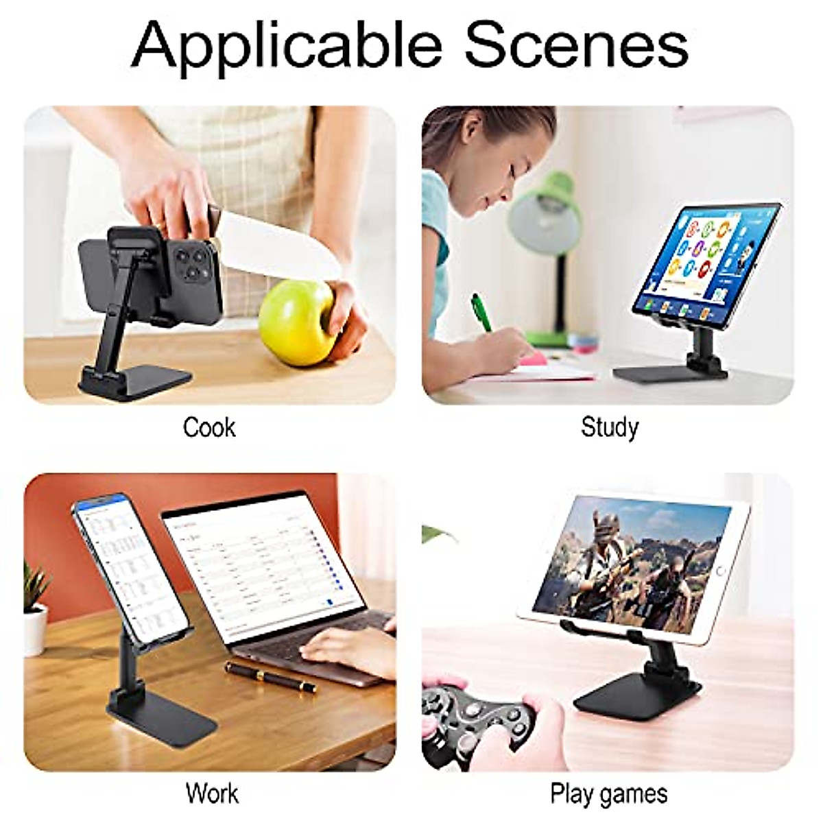Plaid Cell Phone Stand Foldable Tablet Holder Adjustable Cradle Desktop Accessories for Desk