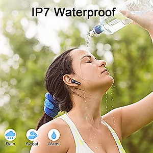 GCBIG Wireless Earbud, Bluetooth 5.2 Headphones HiFi Sterero 40H Playtime LED Display, IP7 Waterproof Earbud in-Ear Headphones Call Clear, Earphones with Microphone Comfortable for iPhone, Android