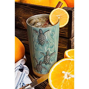 20oz Printed Ceramic Sea Turtle Tumbler, Gifts for Turtle Lovers, Ocean, Beach Gifts, Coffee Thermos for Women, Stainless Steel Double Wall Vacuum Insulated Coffee Mug, Travel Cup with Lid