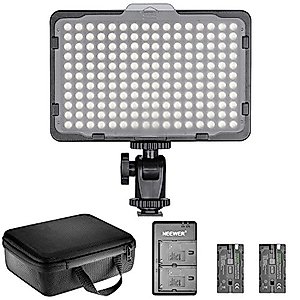 NEEWER Dimmable 176 LED Video Light Lighting Kit: 176 LED Panel 3200-5600K, 2 Pieces Rechargeable Li-ion Battery, USB Charger and Portable Durable Case for Canon, Nikon, Pentax, Sony DSLR Cameras