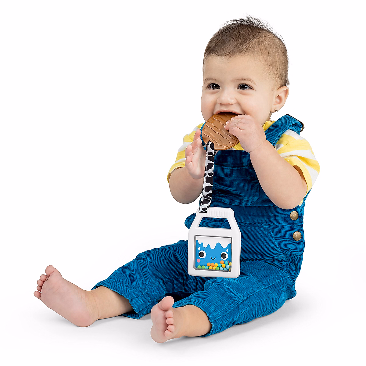 Bright Starts Cookies & Teethe 2-in-1 Rattle and Teether Activity Toy, Soothe Sore Gums, Entertain Baby with Rattle Toy, Unisex, 3 Months+