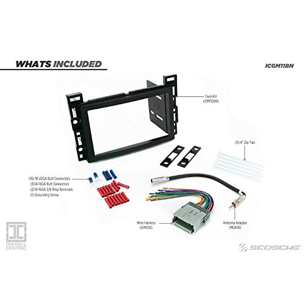 SCOSCHE Install Centric ICGM11BN Compatible with Select GM 2004-09 Double DIN Complete Basic Installation Solution for Installing an Aftermarket Stereo,Black