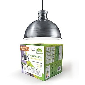 Bio Green 500-USZ Florabooster LUM 500 Grow Indoor 60w Lightbulb Lamp with 3m Connection Cable – Energy Saving House Plants – High Light Intensity, Brushed zinc