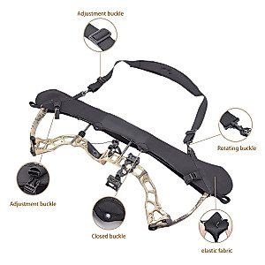 GPP Neoprene Compound Bow Sling, Silent Hunting or Fast Movement Removable & Adjustable Shoulder Strap, Black