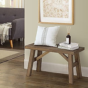 Sawmill Wood Bench, Farmhouse Entryway Bench for Living Dining Room, Rustic Entry Way Benches Seat, Solid Wood, Handcraft Finshed, Natural