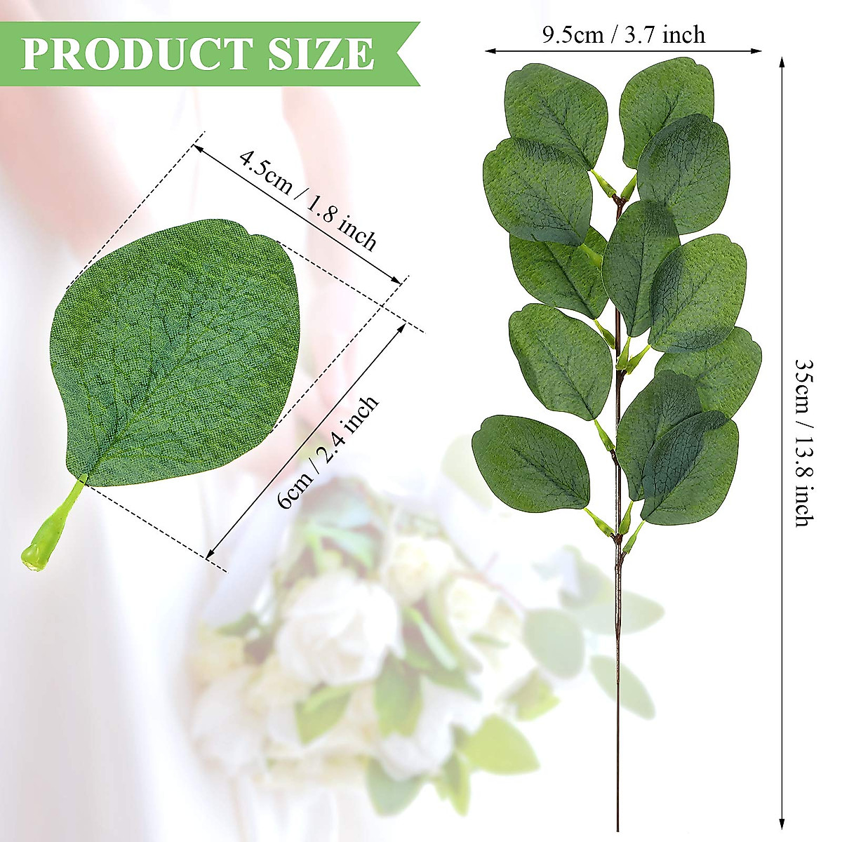 WILLBOND 30 Pieces Eucalyptus Stems Artificial Eucalyptus Leaf Stem Faux Long Eucalyptus Artificial Greenery Leaves for Wedding, Office, Holiday, Home, Garden, Greens Decor