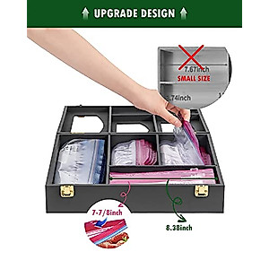 YSOHQ Ziplock Bag Storage Organizer Fits Sandwich Bag for Drawer Kitchen Organization Food Storage Bag Container Organizer Bamboo 1 Box 4 Slots Gray